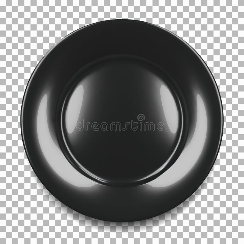 Black Round Empty Plate Top View with Transparent Shadow Stock Vector ...