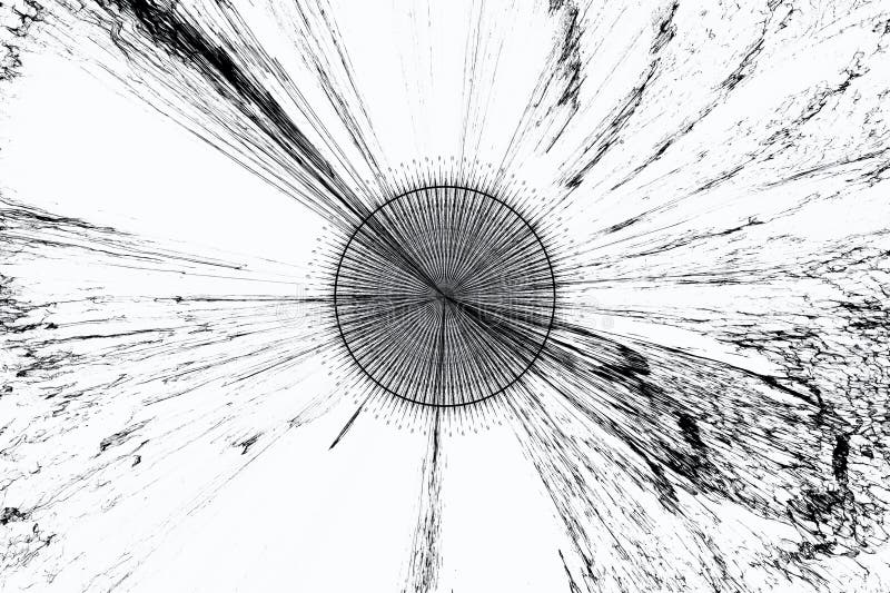 Black Round Pattern of Crooked Rays and Waves on a White Background ...