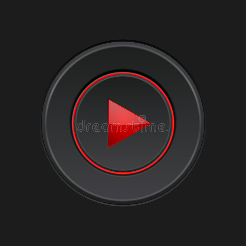 Black Round PLAY Button with Red Elements Stock Vector - Illustration ...