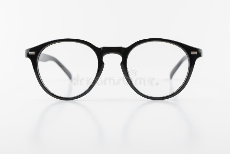 Black Round Shape Eyeglasses, Vintage Style, Isolated White Back Stock ...