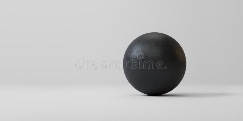 Black Round Stone Ball on a White Background Stock Illustration ...