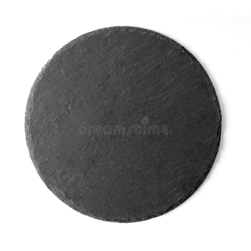 Black Round Stone Plate Isolated on White Stock Photo - Image of tile ...
