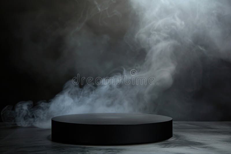 Black Round Table with Smoke in the Background Stock Image - Image of ...
