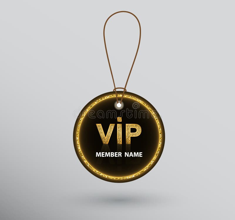 Black Round VIP Badge Hanging on String Stock Vector - Illustration of ...