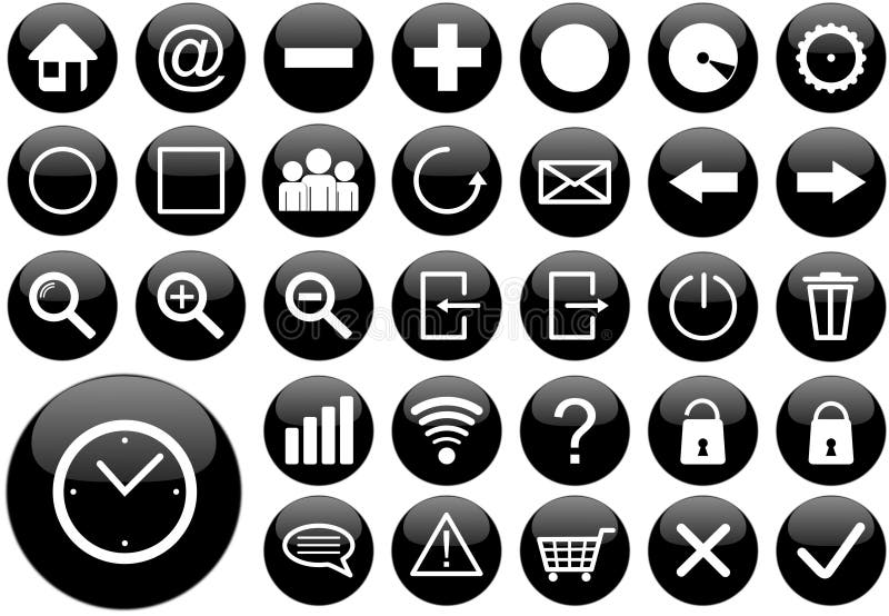 Black round web button set stock illustration. Illustration of metallic ...