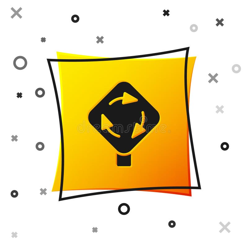 Black Roundabout Traffic Icon Isolated on White Background. Traffic ...