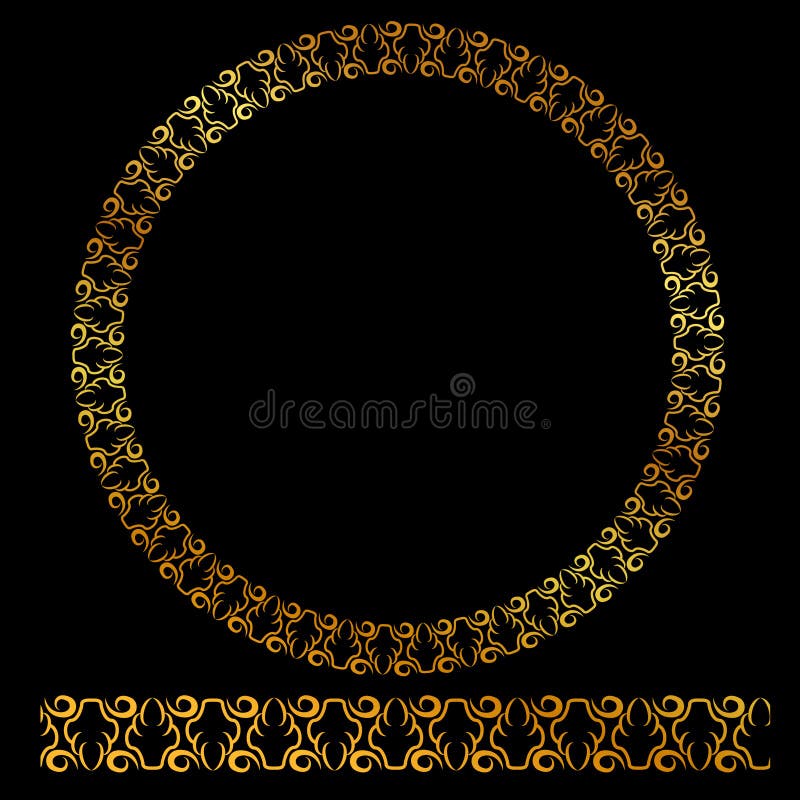 Vector Black Rounded Corner Circle Floral Frame, Isolated on White ...