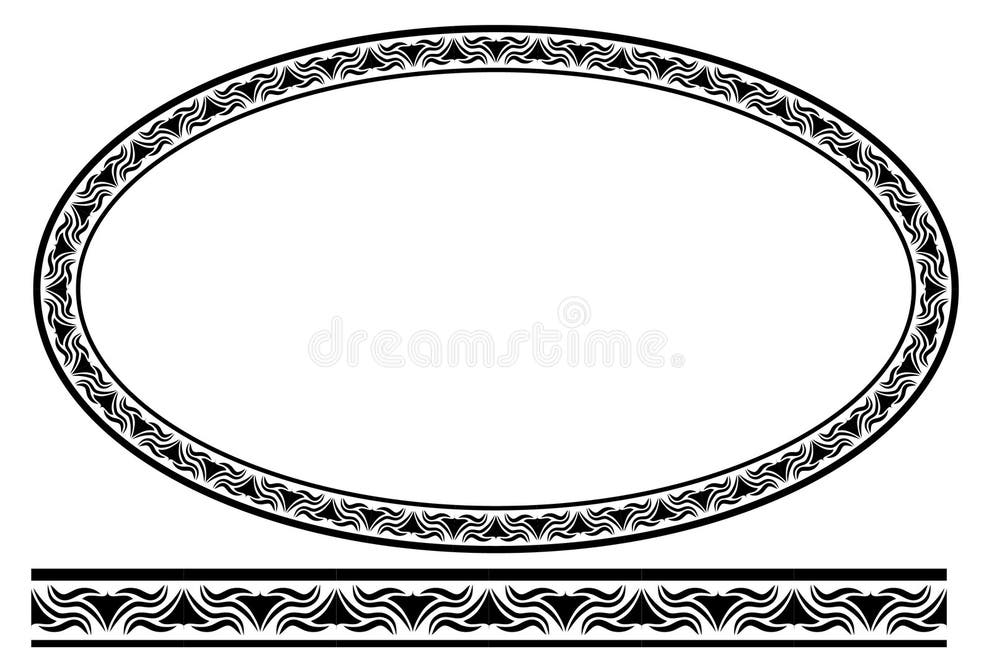 Vector Black Rounded Corner Oval Floral Frame, Isolated on White Stock ...