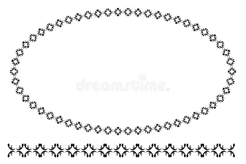 Vector Black Rounded Corner Oval Floral Frame, Isolated on White Stock ...