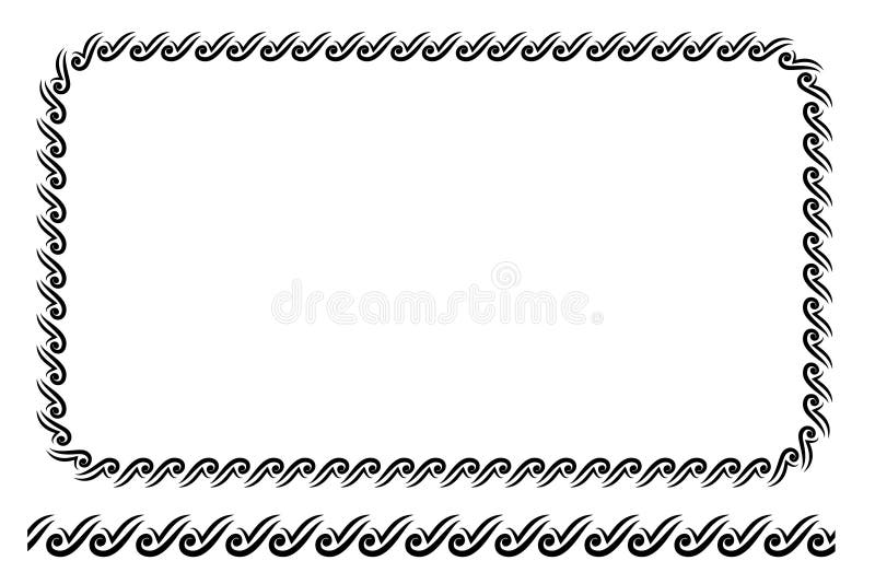 Vector Black Rounded Corner Rectangle Floral Frame, Isolated on White ...