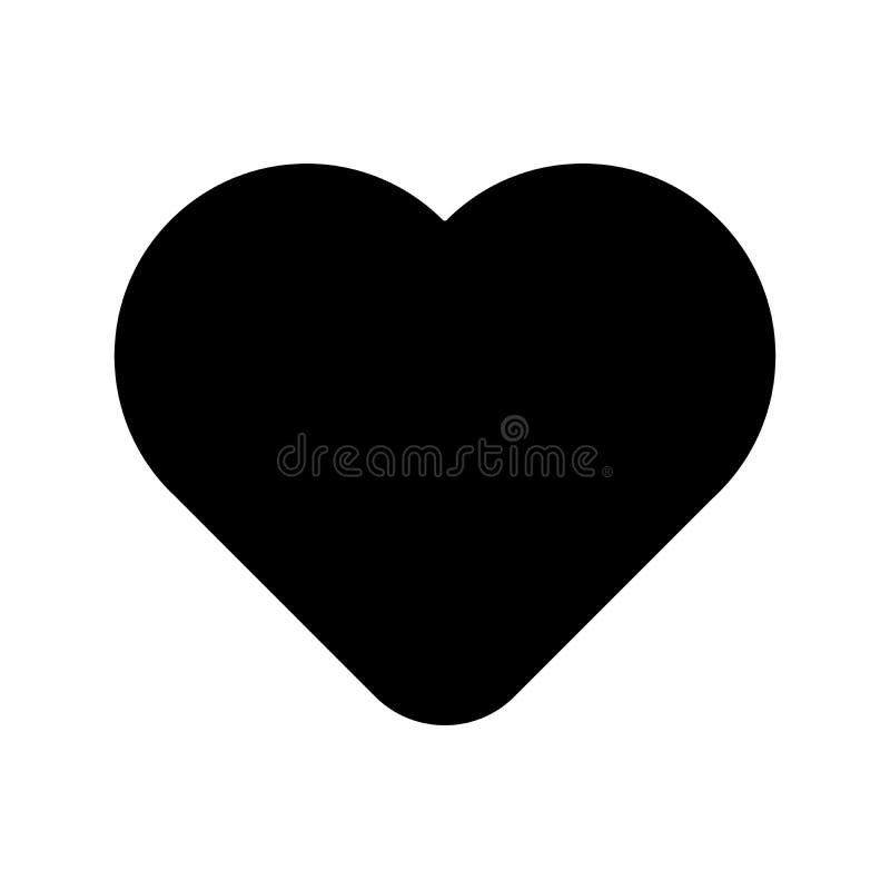 Black Rounded Heart. Symbol of Love and St Valentines Day Stock Vector ...