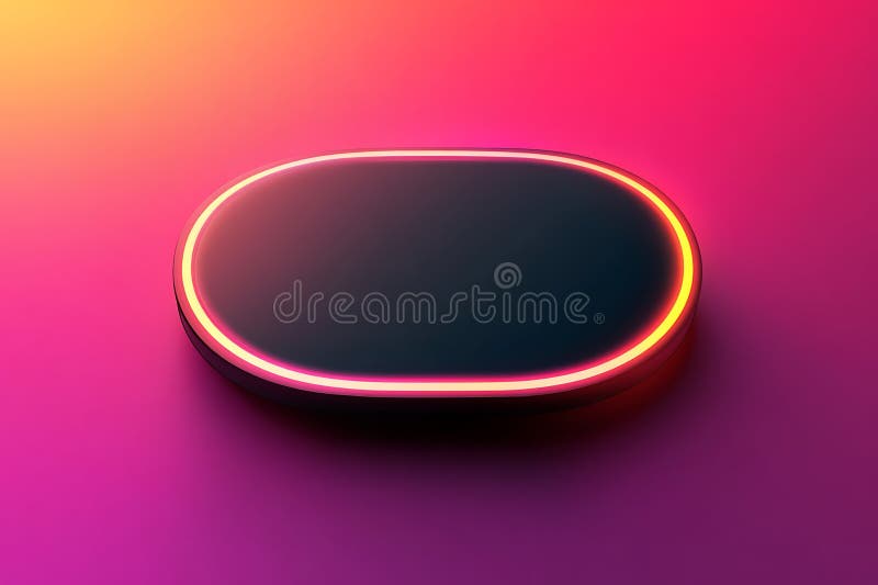 Black Rounded Rectangle, Neon Light Border, Floating on Gradient Peach ...