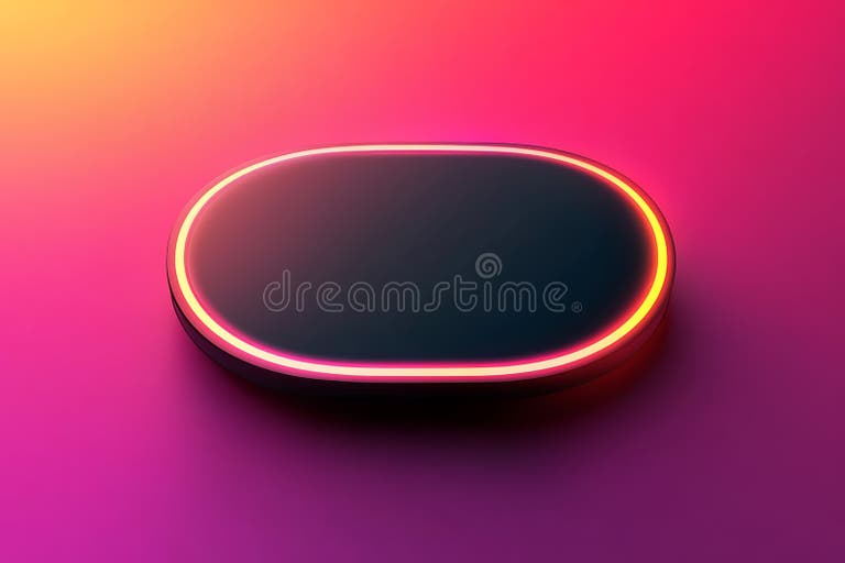 Black Rounded Rectangle, Neon Light Border, Floating on Gradient Peach ...