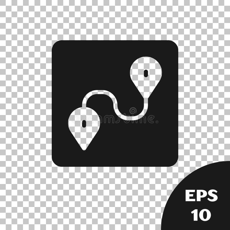 Black Route Location Icon Isolated on Transparent Background. Map ...