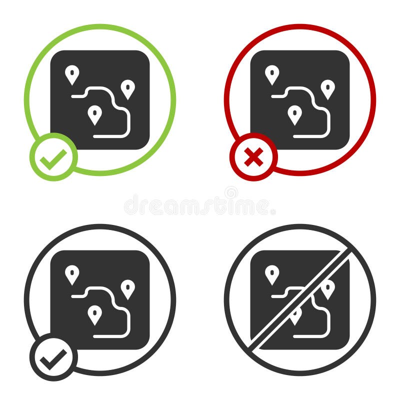 Black Route Location Icon Isolated on White Background. Map Pointer ...
