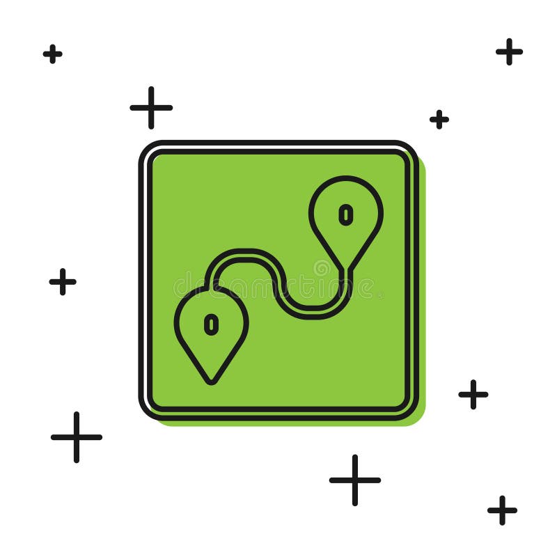 Black Route Location Icon Isolated on Transparent Background. Map ...