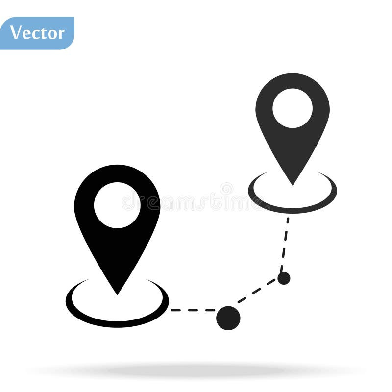 Black Route Location Icon on White Background. Flat Style. GPS ...