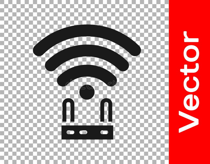 Black Router and Wi-fi Signal Icon Isolated on Yellow Background ...