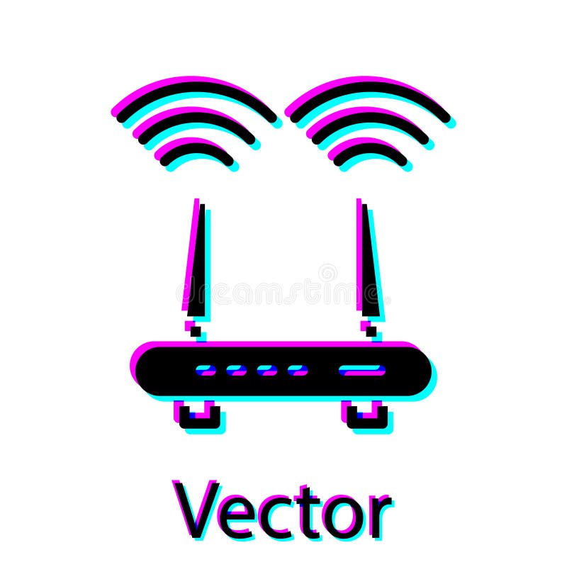 Black Router and Wi-fi Signal Icon Isolated on White Background ...