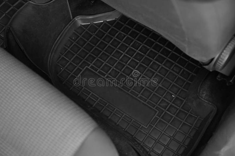 Black Rubber Car Floor Mat in Auto Stock Photo - Image of detail ...