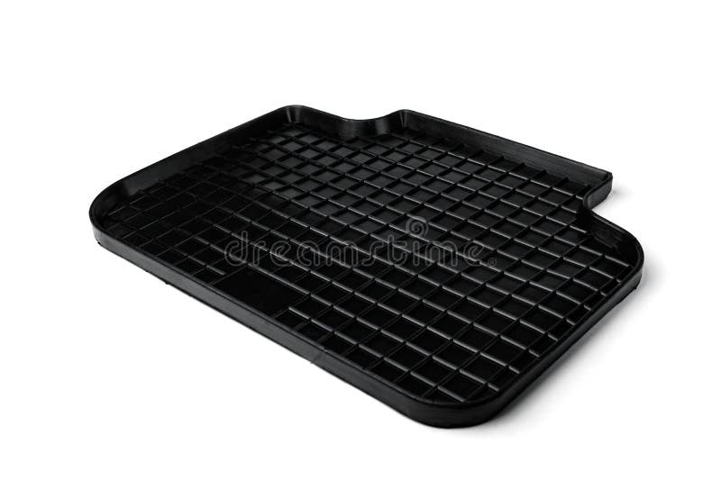 Black Rubber Car Mat Isolated on White Background. Stock Image - Image ...