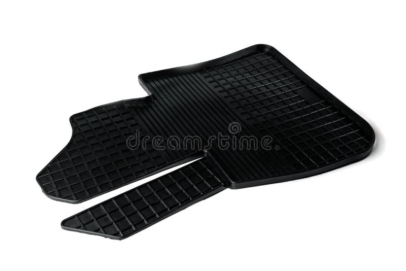 Black Rubber Car Mat Isolated on White Background. Stock Photo - Image ...