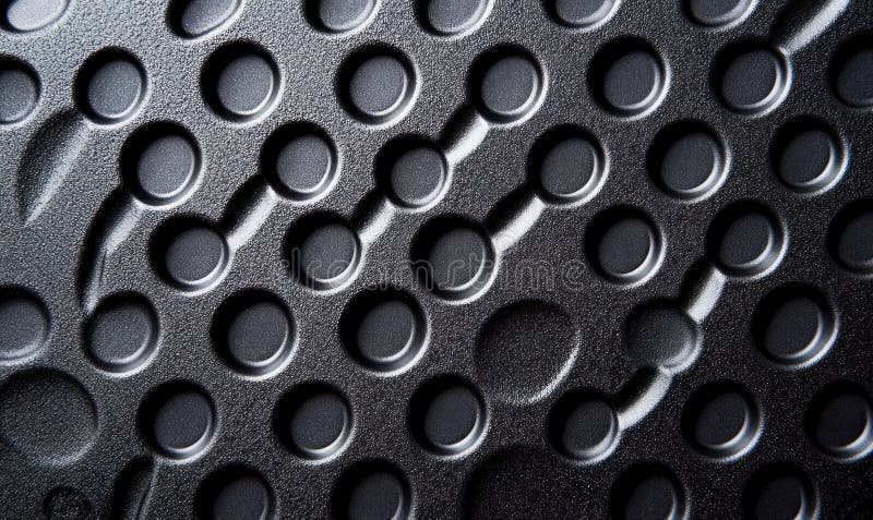 A Black Rubber Floor Mat Features a Textured Pattern of Raised Circles ...