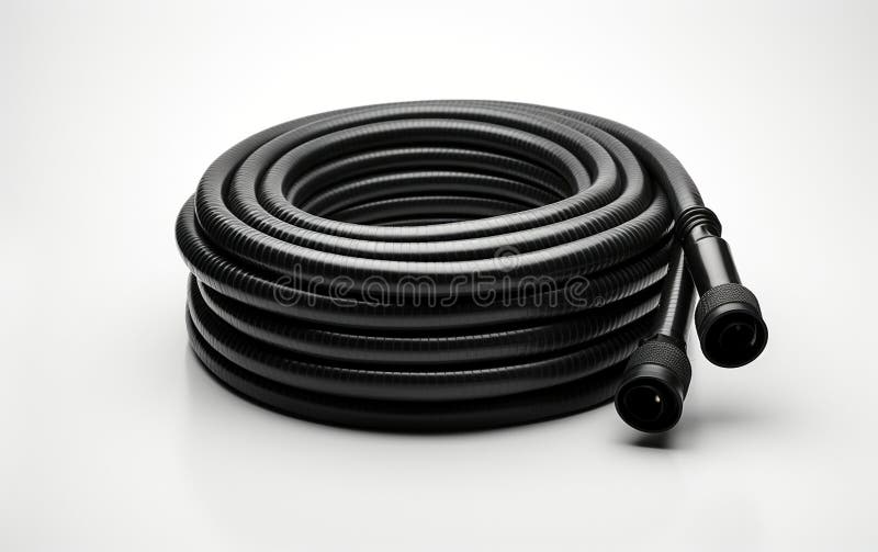 Black Rubber Hose for Watering on a White Background. Generative by Ai ...