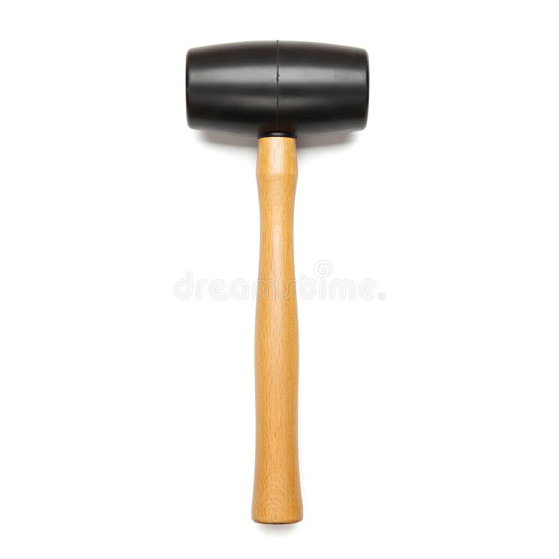 Black Rubber Mallet with Wooden Handle on White Background for Tool and ...