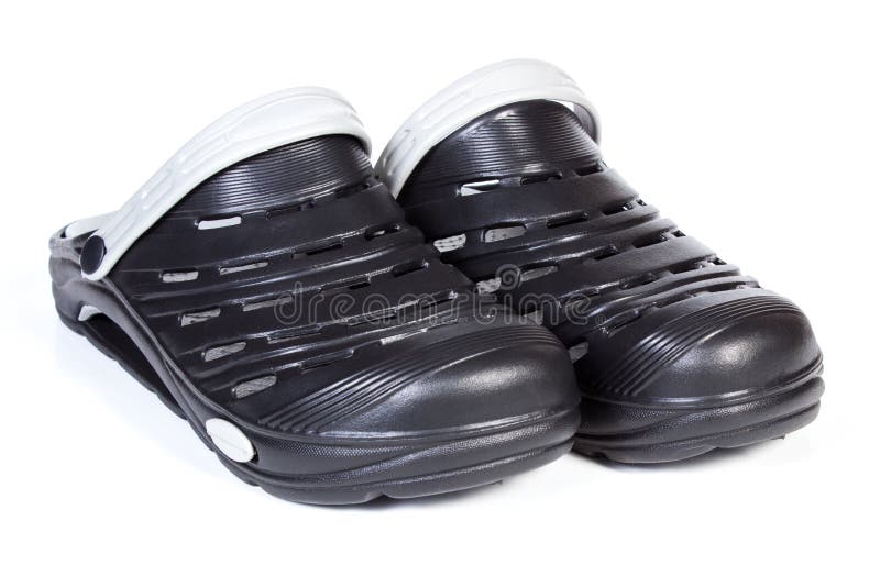 Black Rubber Slippers, for Use at Work and on Vacation Stock Image ...
