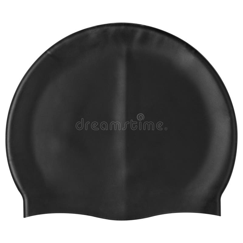 Black Rubber Swimming Cap, on a White Background, Headdress for a ...