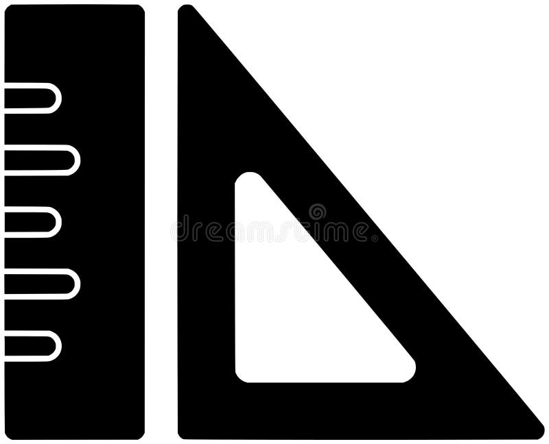 Black Ruler Silhouette or Flat Engineering Illustration of Angle Logo ...