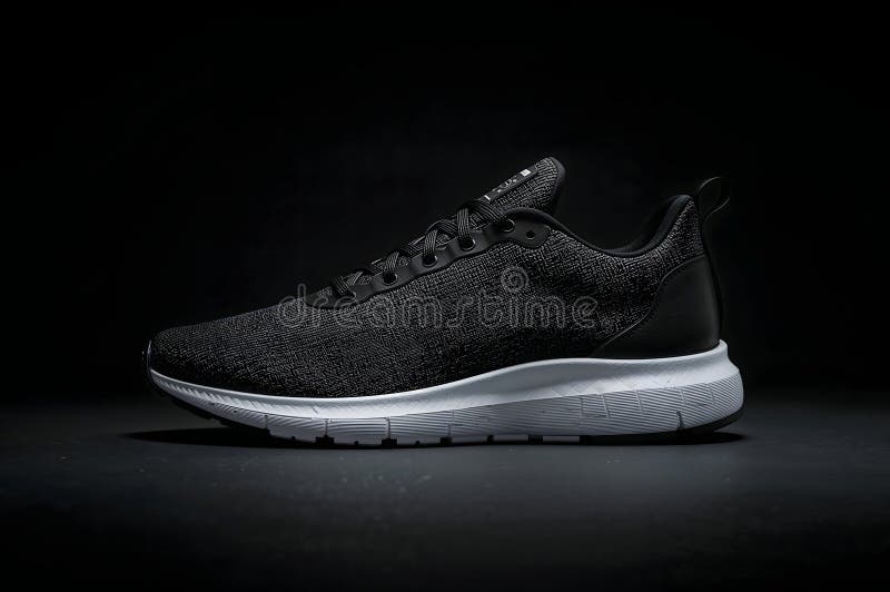 Black Running Shoes on a Black Background Stock Illustration ...