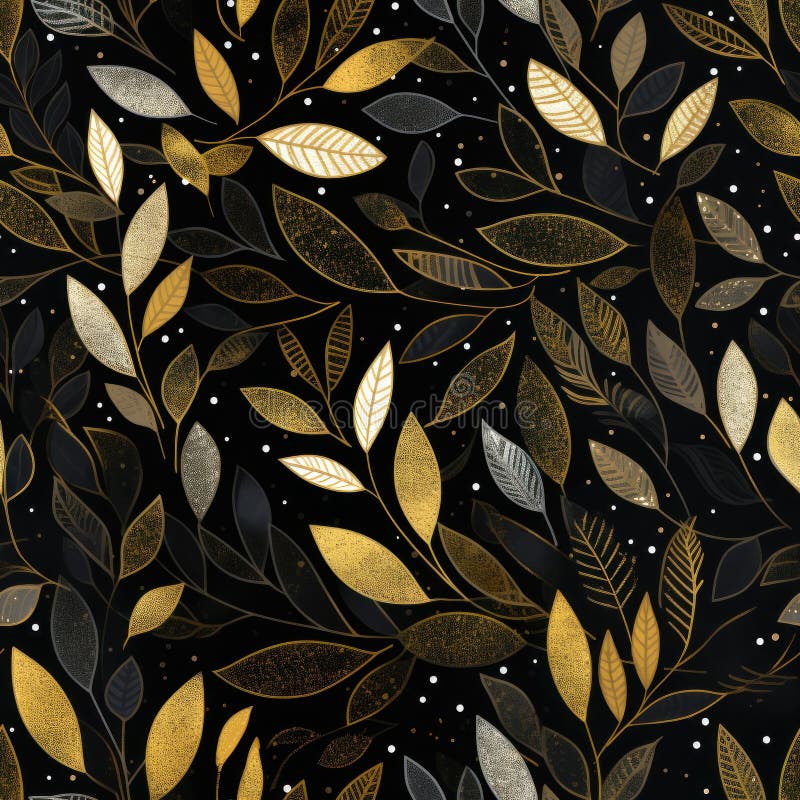 Black and Rustic Gold Foil Metallic Pattern AI Generated Stock ...