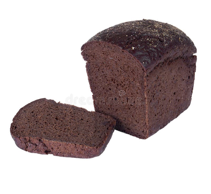 Black Rye Bread Isolated on a White Background Stock Photo - Image of ...