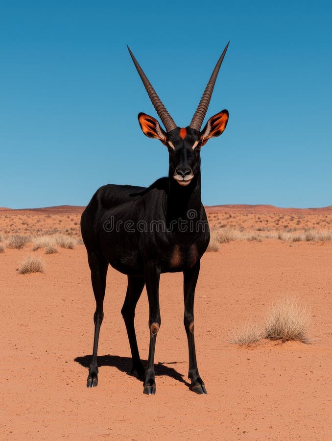 Black Sable Antelope in the Desert Stock Illustration - Illustration of ...