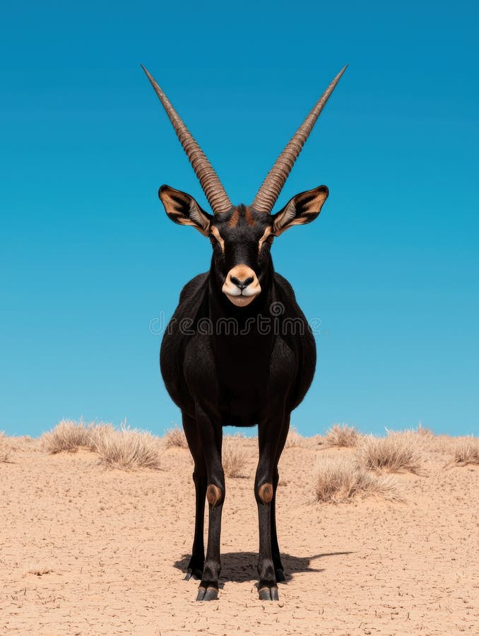 Black Sable Antelope Standing in the Desert Stock Illustration ...