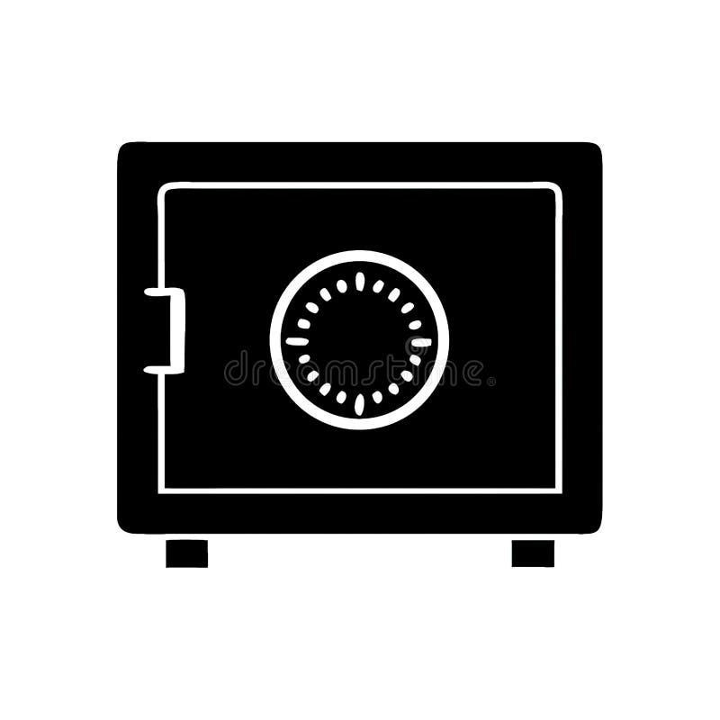 Black Safe Box with a Dial Combination Lock Sits on White Background ...