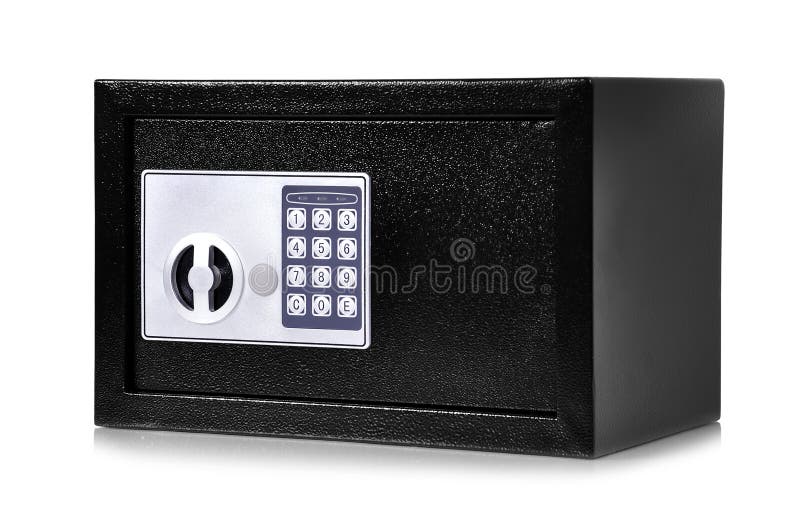 Black Safe Isolated on White Background Stock Photo - Image of ...