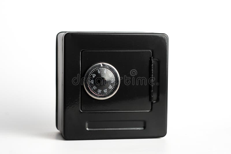 Black Safe with Combination Lock on White Background for Security ...