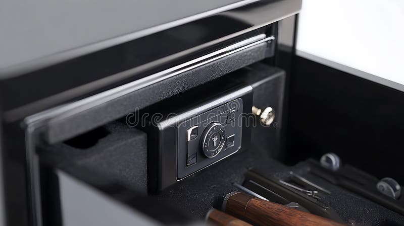 A Black Safe with a Keypad on the Front Stock Photo - Image of metal ...