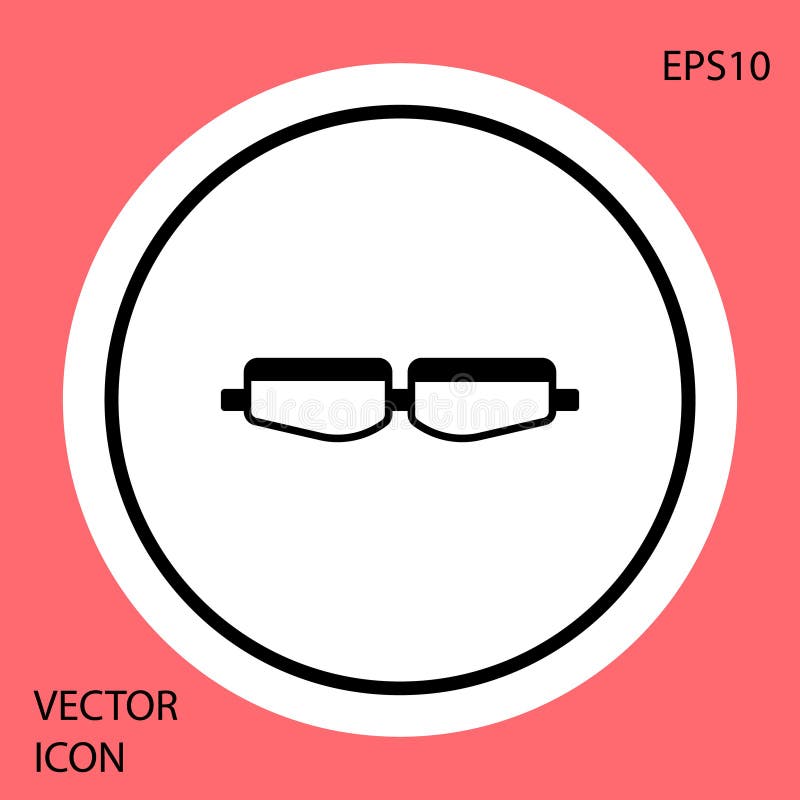 Black Safety Goggle Glasses Icon Isolated on Red Background. White ...