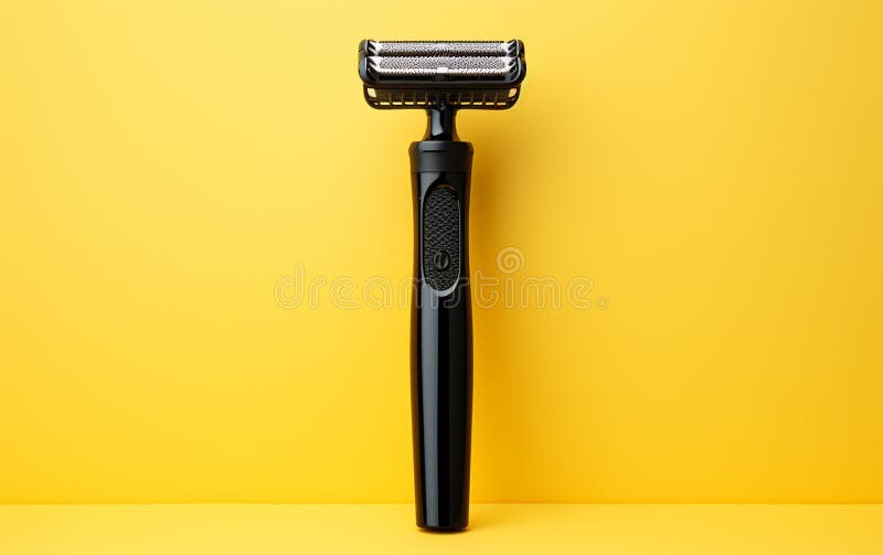 Black Safety Razors on Yellow Backdrop Stock Image - Image of software ...