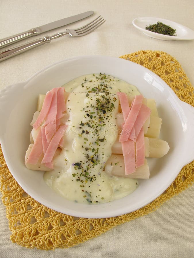 Black Salsify Roots with Bechamel Sauce and Cooked Ham Stock Image ...