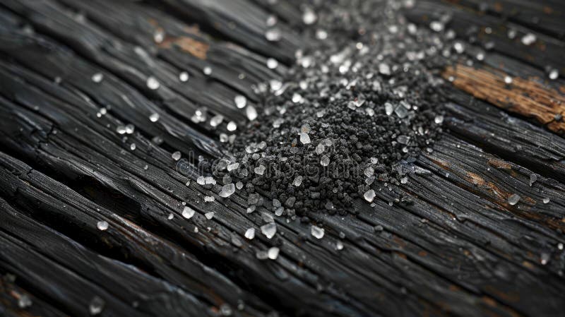 Black Salt Crystals on Charcoal Texture. Stock Image - Image of organic ...