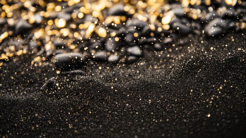 Black Sand Beach with Gold Glitter Texture Stock Illustration ...