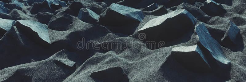 Black Sand Beach Texture with Coarse Basalt Fragments and Deep Shadows ...