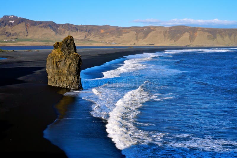 Black sand beach stock image. Image of rock, scenic, waves - 71754491