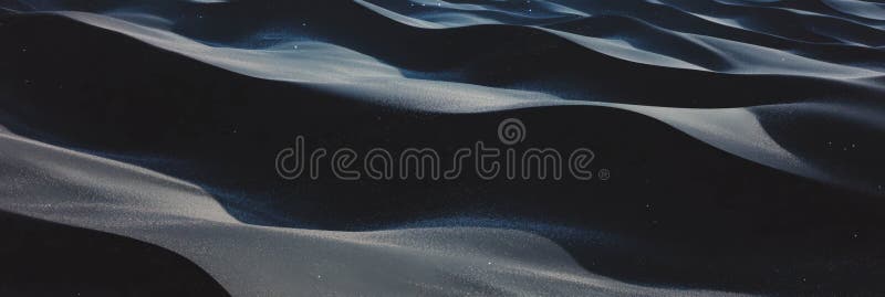 Black Sand Dunes with Intricate Wind Patterns and Dramatic Shadows in a ...