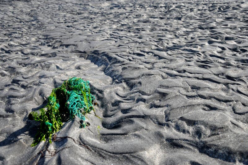 Black sand and green net stock image. Image of garbage - 46778693